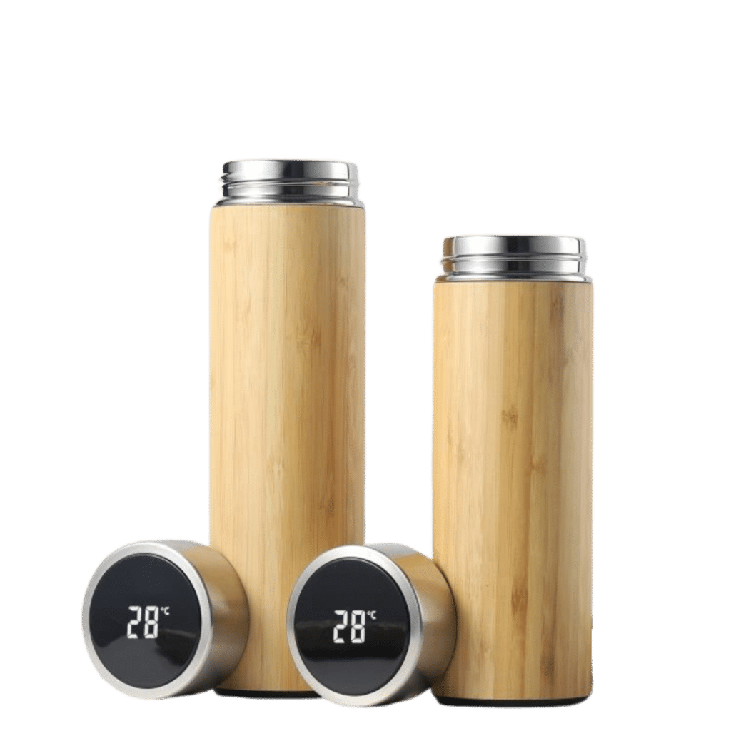 Custom Bamboo Flask with Temperature Display Printing - Merchlist