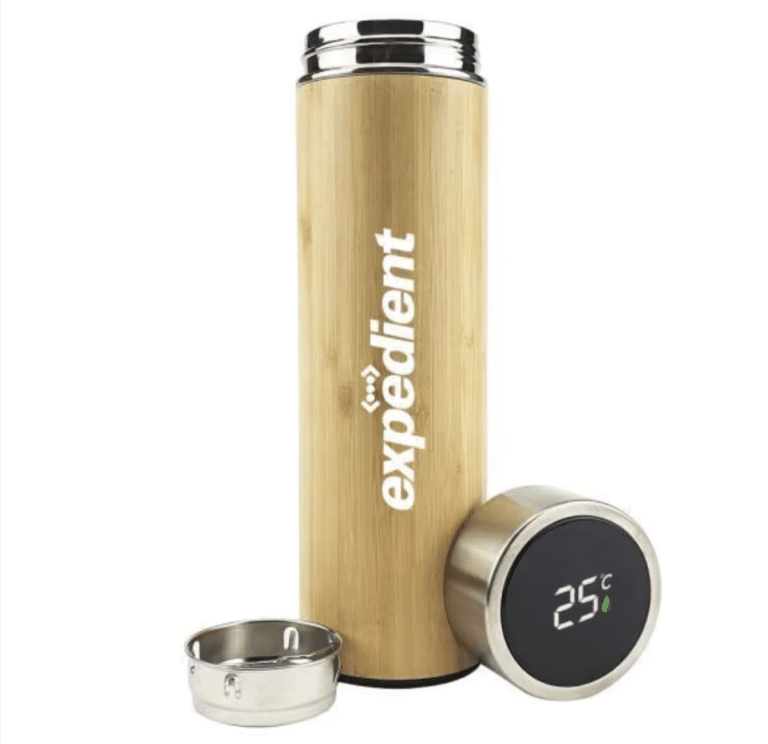 Custom Bamboo Flask with Temperature Display Printing - Merchlist
