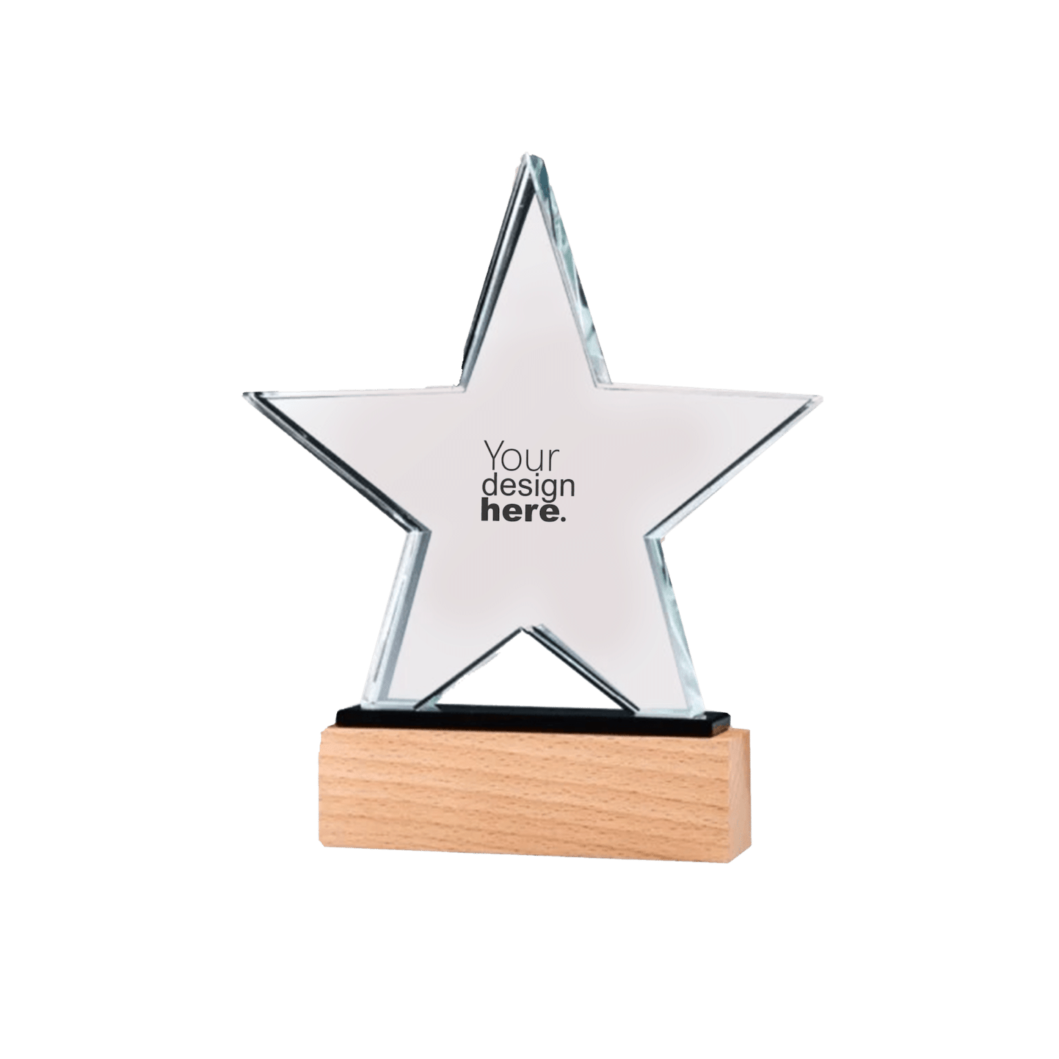 Custom Star Crystal Trophy with Wooden Base Printing - Merchlist