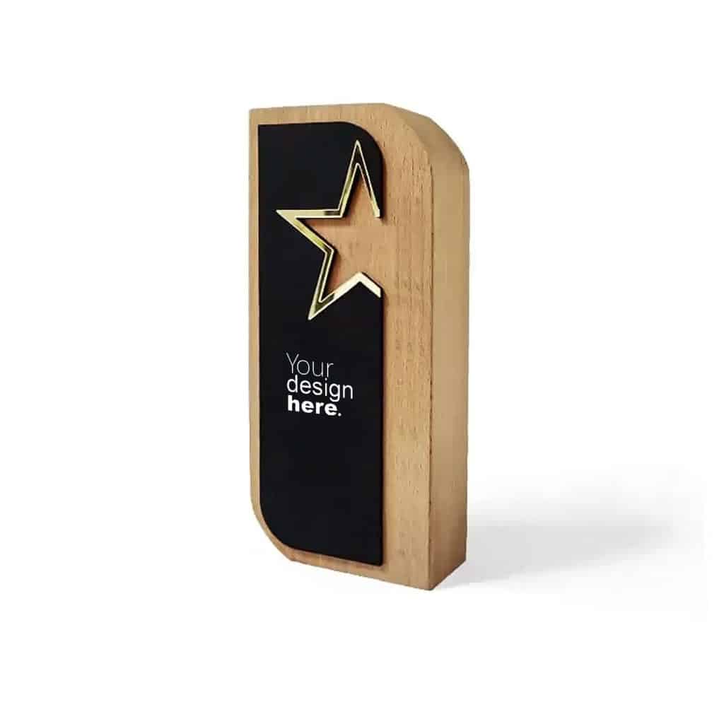 Custom BISTRA Star Wooden Trophy Printing - Merchlist