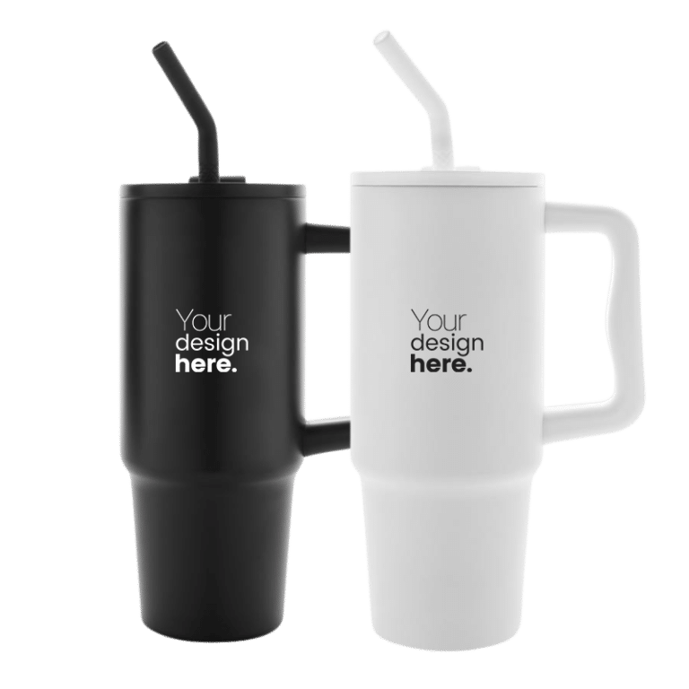 Custom BERN Recycled Tumbler with Straw Printing - Merchlist