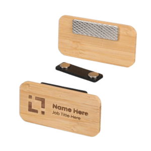 Custom Printed Bamboo Magnetic Name Badge - Add Name & Logo - Merchlist