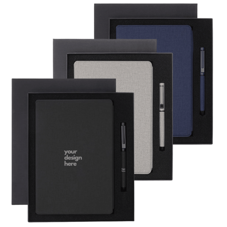 Custom NOIR Notebook & Pen Writing Set - Add Your Logo - Merchlist