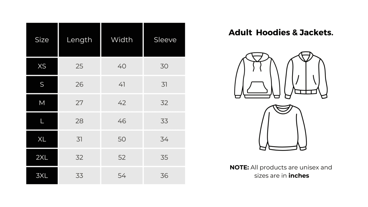 Tabela velikosti - Merchlist