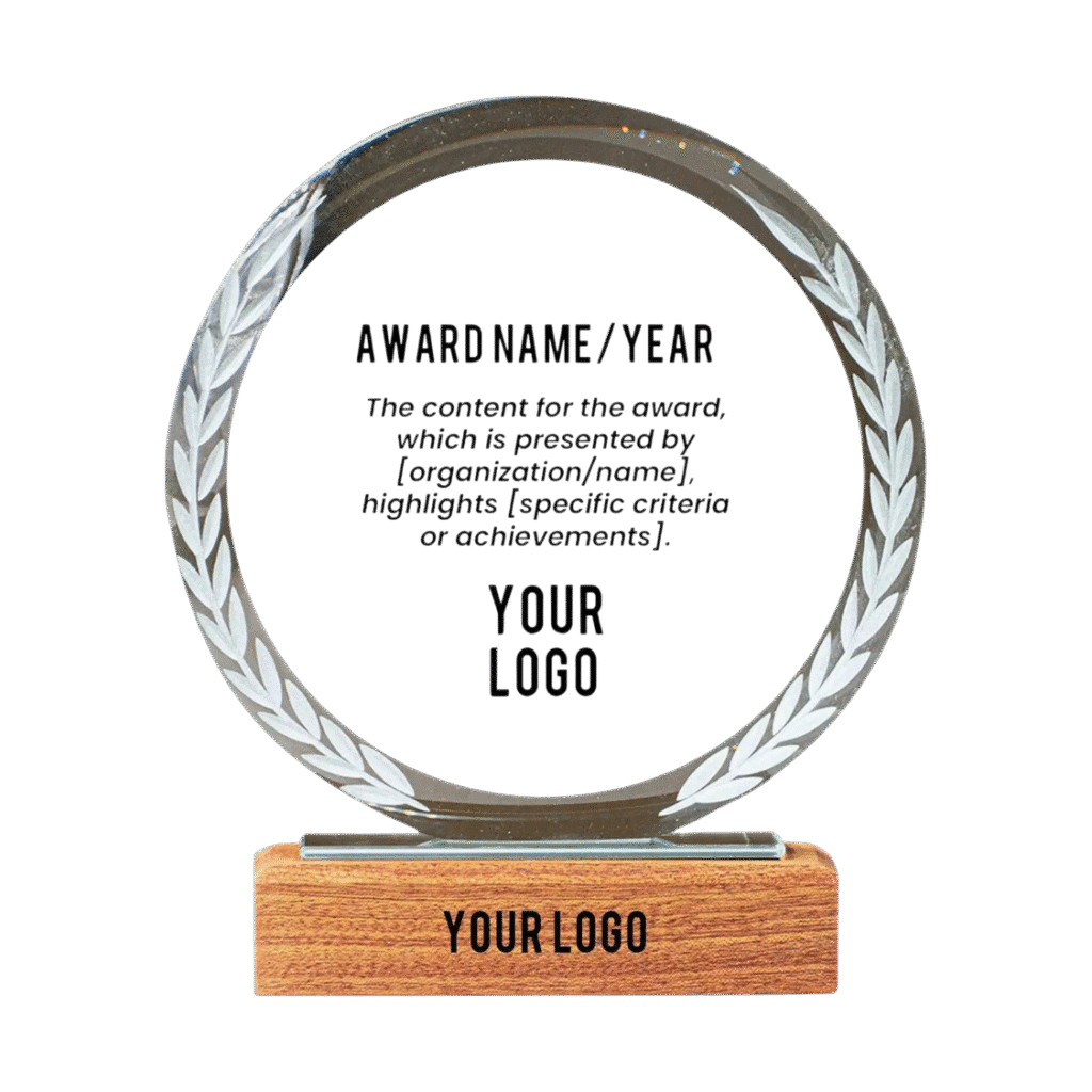 Custom Zephyr Crystal & Wood Trophy - Perfect for Awards - Merchlist