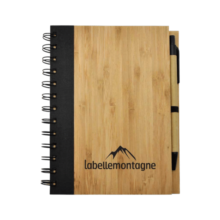 Custom Bamboo Notebook with Pen - Print Your Logo - Merchlist