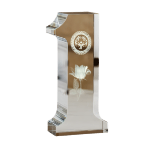Custom Number One Crystal Trophy - Print Your Logo - Merchlist